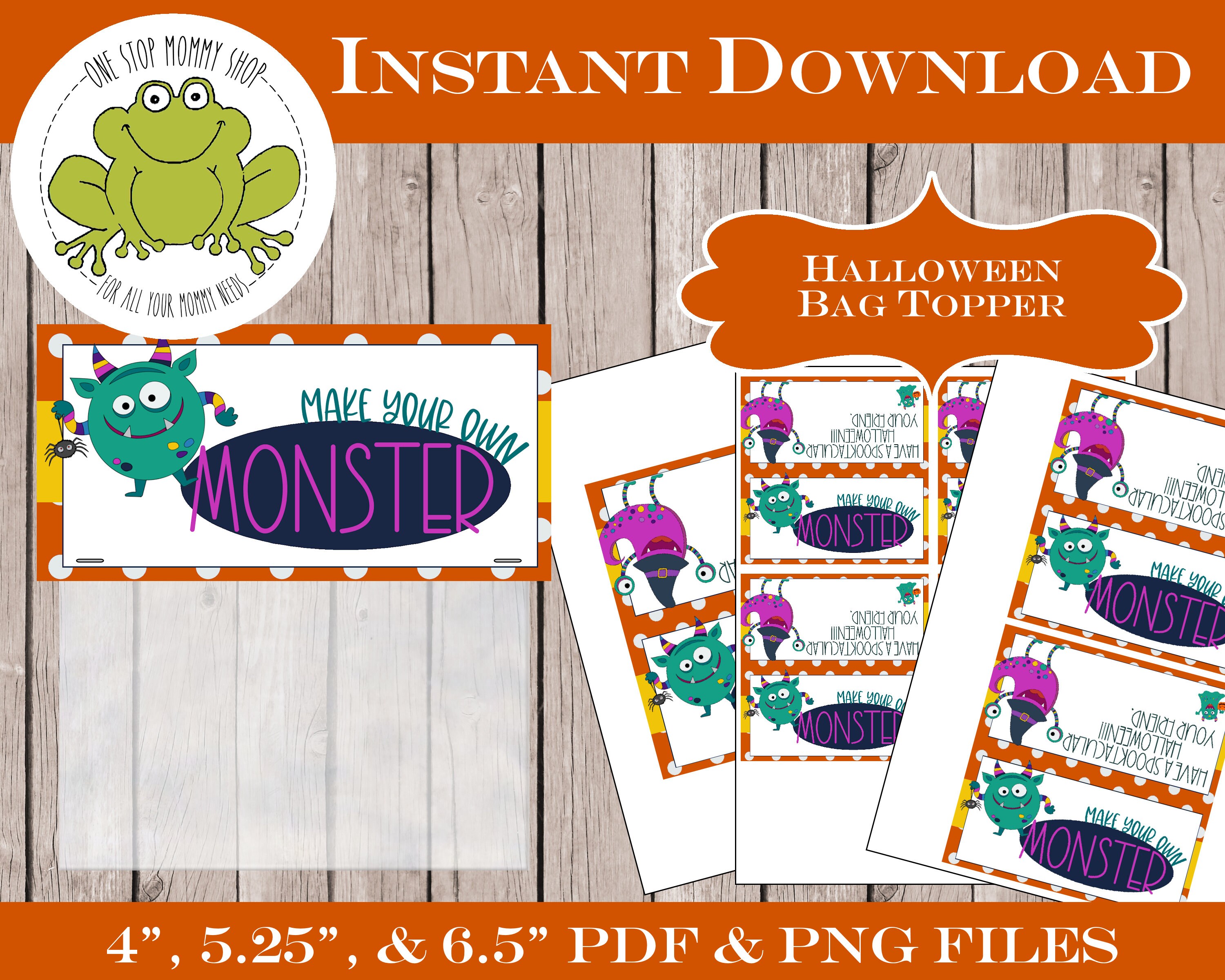 Make Your Own Monster Halloween Printable Bag Topper, Print Home ...