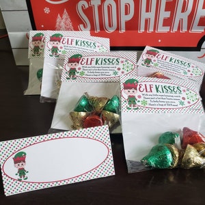 Elf Kisses Printable Bag Topper Print Home Christmas - Etsy