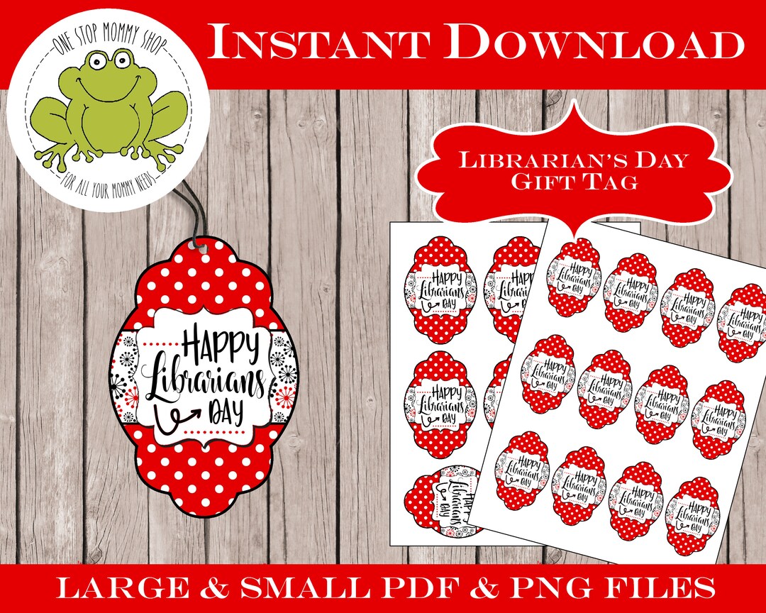 Happy Librarians Day Printable Gift Tags Print at Home Library Gift ...