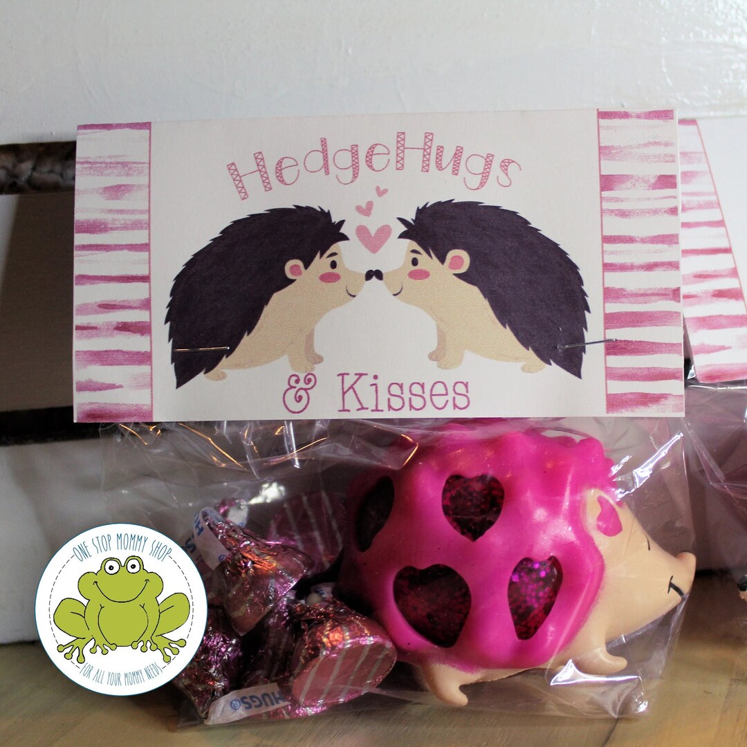 Hedgehog hedgehugs & Kisses Valentine's Day Printable Bag Topper, Print ...