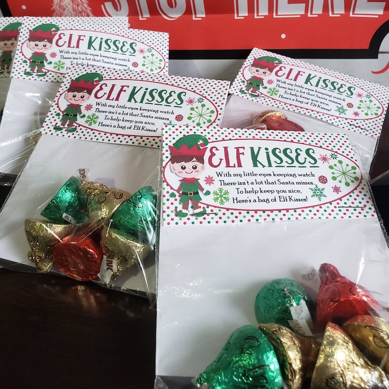 Elf Kisses Printable Bag Topper Print Home Christmas - Etsy
