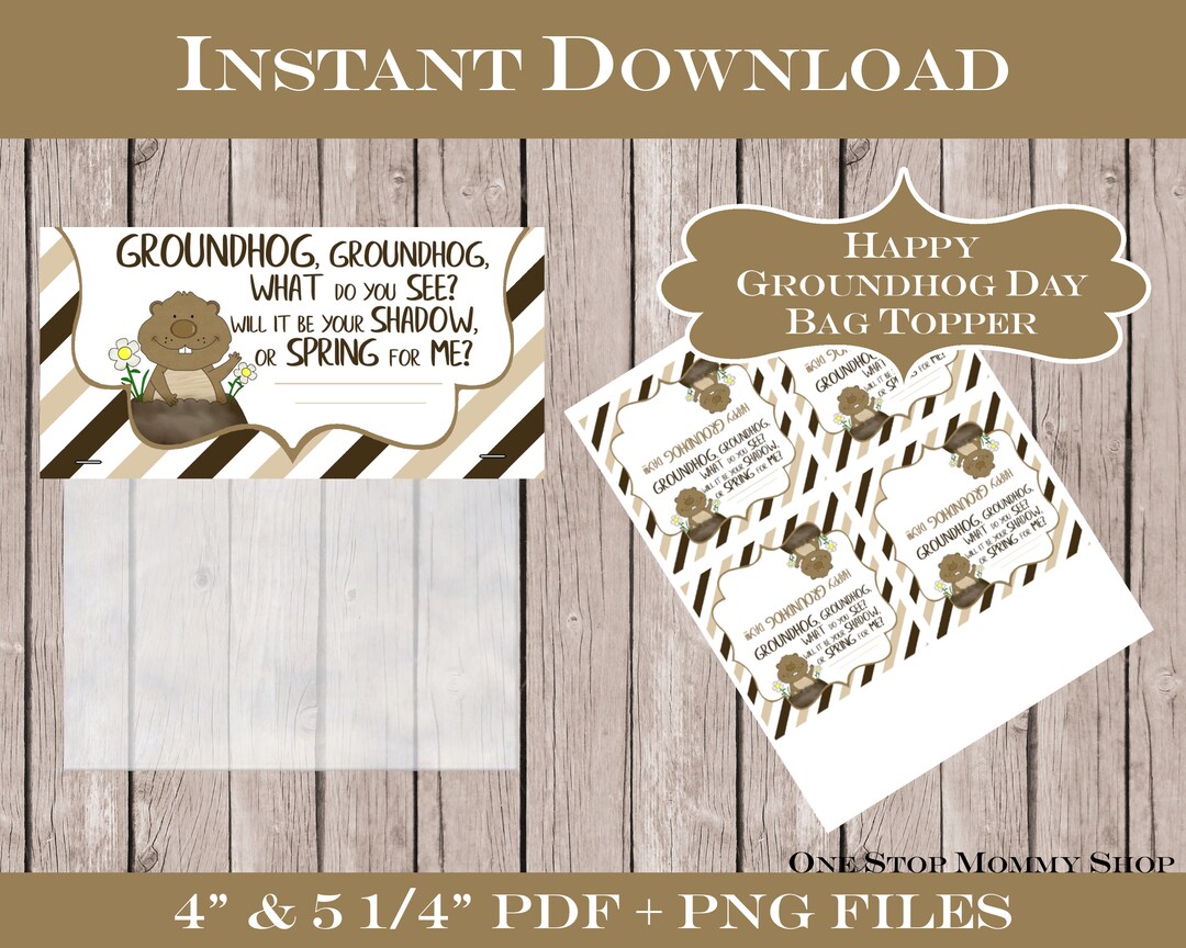 Happy Groundhog Day Printable Bag Topper Print at Home - Etsy