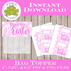 Pink Easter Bunny Treat Bag Topper: Spring Party Favor (PDF & PNG ...