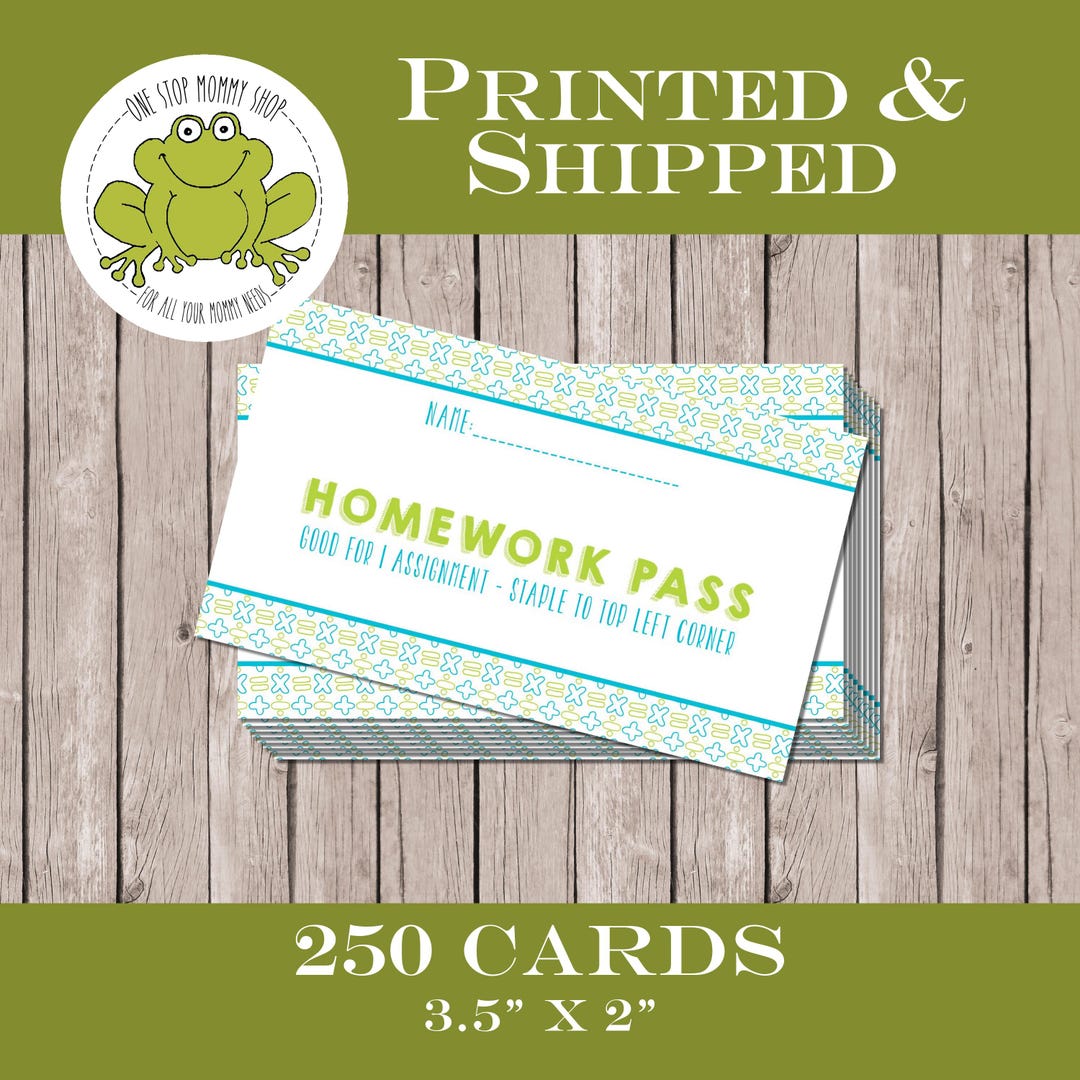 250 Math Theme Homework Pass Cards - Incentive - Student Prize - Class ...