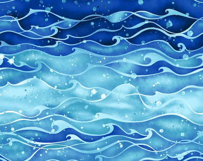 Ocean Waves Fabric, Deep Blue Sea by Studio E, Last One Yard - Etsy