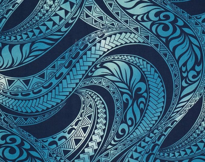 Hawaiian Fabric, Ombre Blue Tapa Swirl, by the Half and Full Yards - Etsy