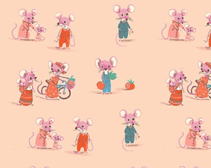 Mice Fabric, Country Mouse on Peach by Heather Ross, Windham Quilting ...