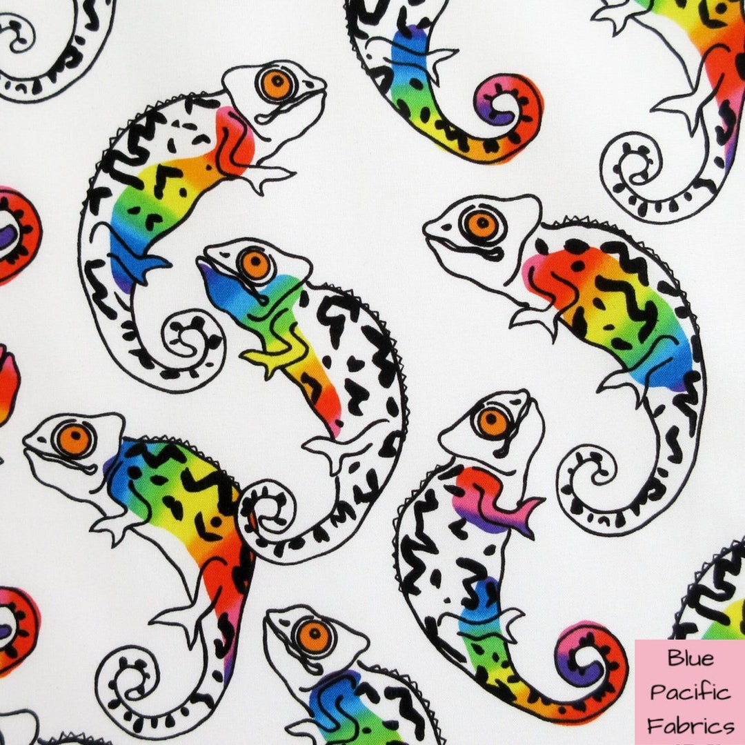 Chameleon Fabric, Camaleon in Rainbow by Alexander Henry, by the Half ...