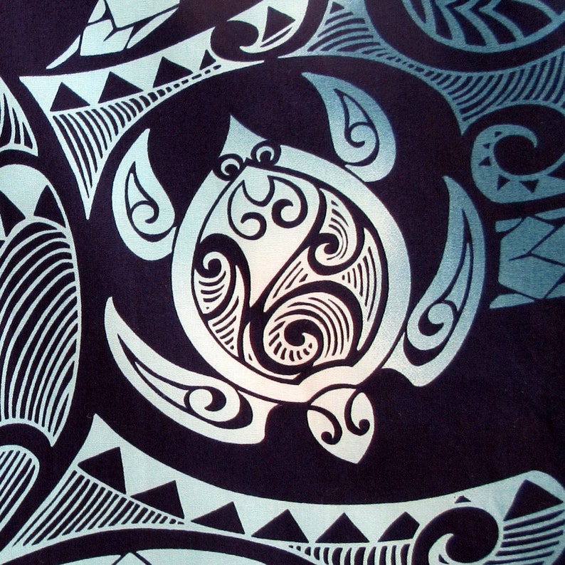 Turtle Fabric Hawaiian Honu Sea Turtle Swirl in Blue | Etsy