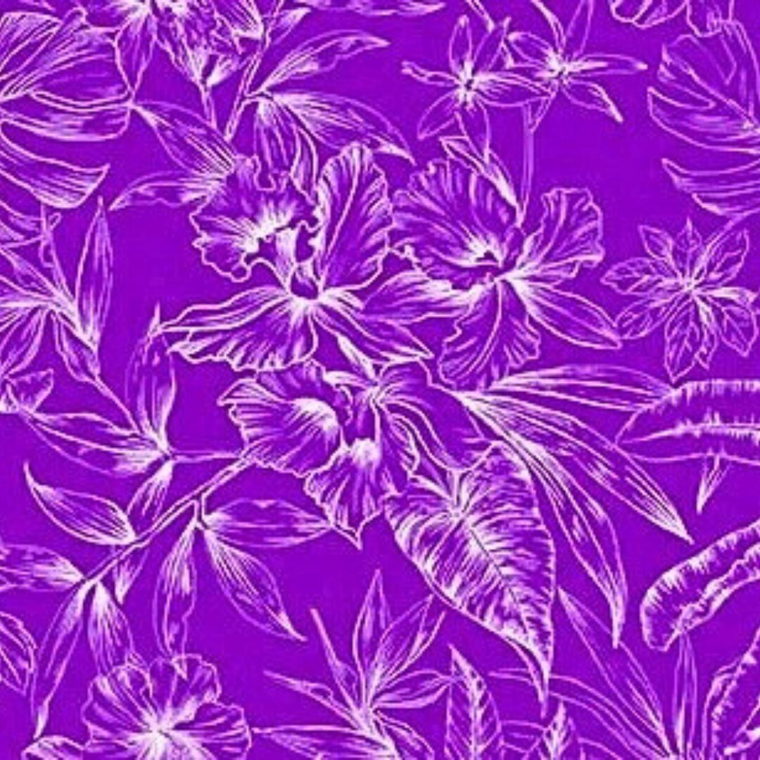 Tropical Fabric, Botanical Beauty Purple, Paradise Found by Michael ...