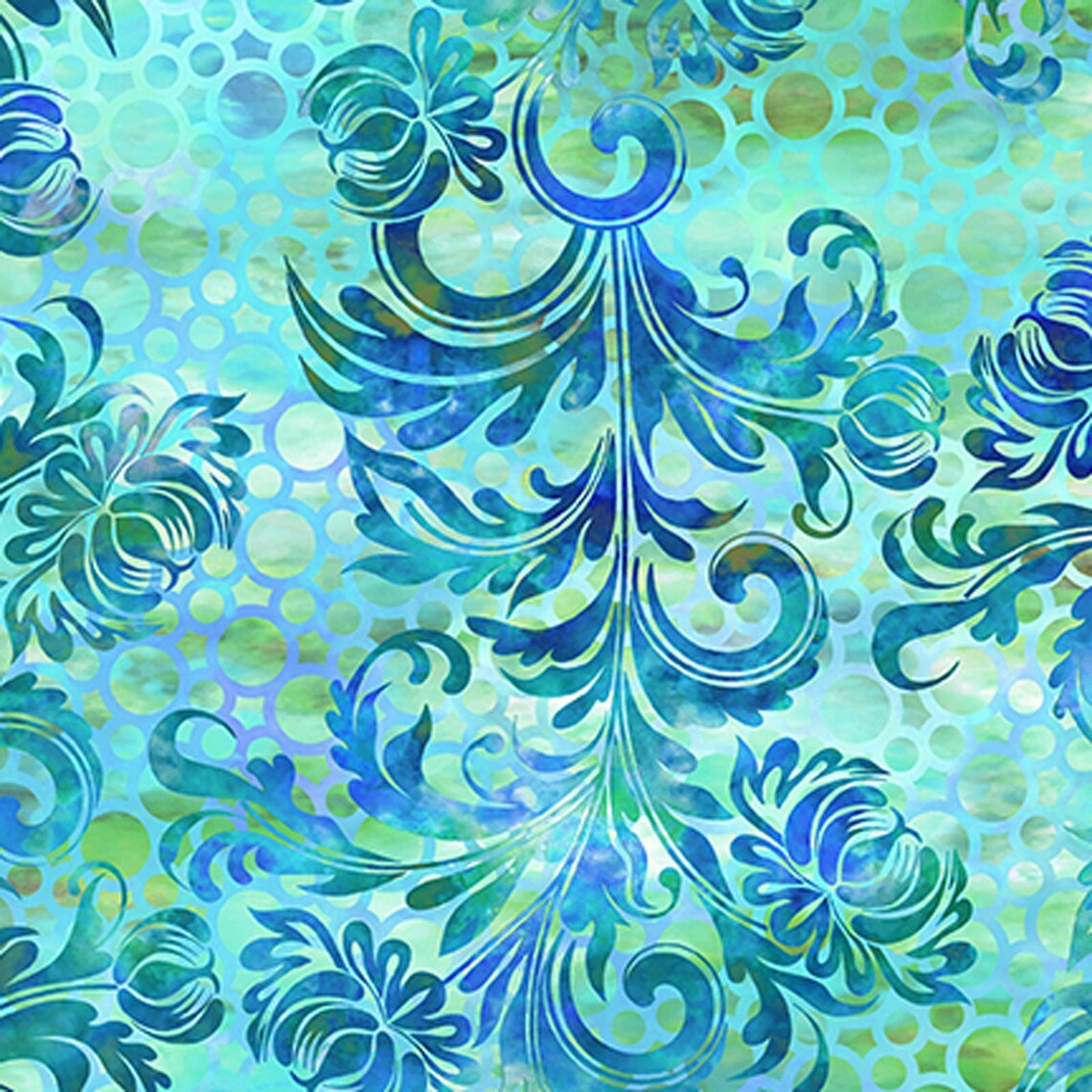 Filigree Fabric Dotted Flourish in Blue Floragraphix V by in - Etsy