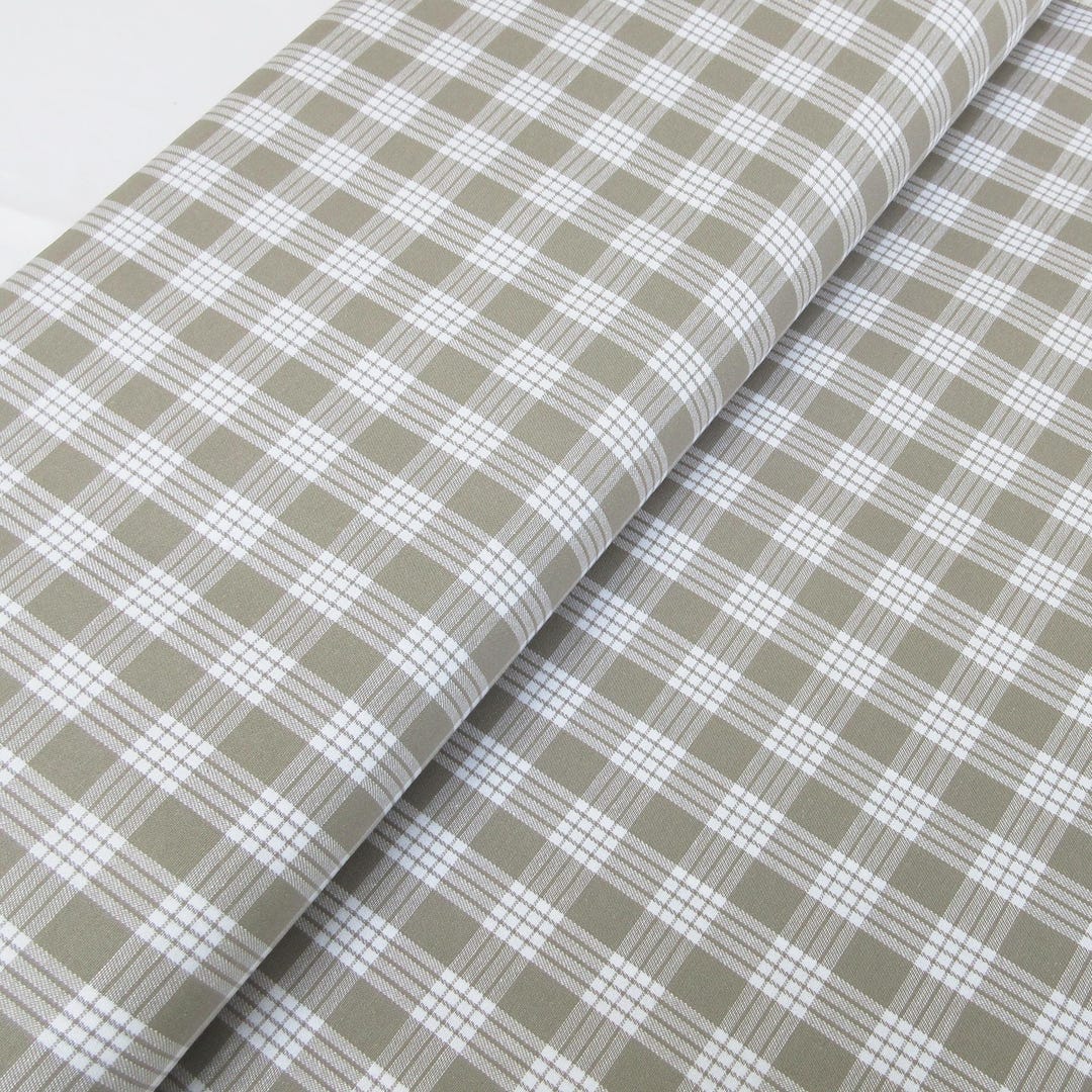 Fabric, Yarn Dyed Palaka Hawaiian Plaid in Gray, 100% Cotton Woven, by ...