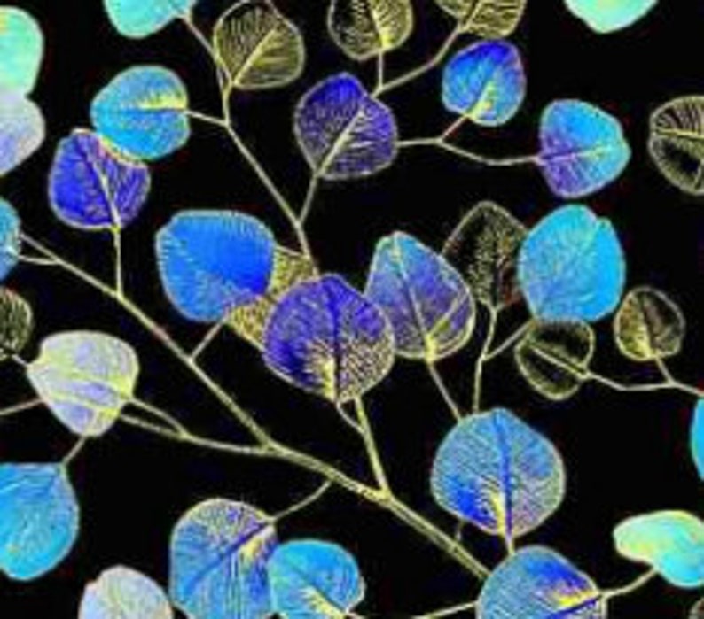 Leaf Fabric Metallic Leaves on Branches Royal Plume by - Etsy