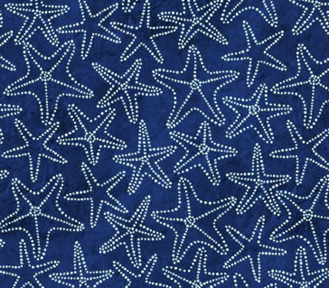 Sea Star Fabric, Deep Sea Stars on Navy, Fanciful Sea Life by Michael ...