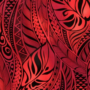 Hawaiian Fabric, Lau Leaf Ombre Red Tattoo, Large Scale Print, by the ...