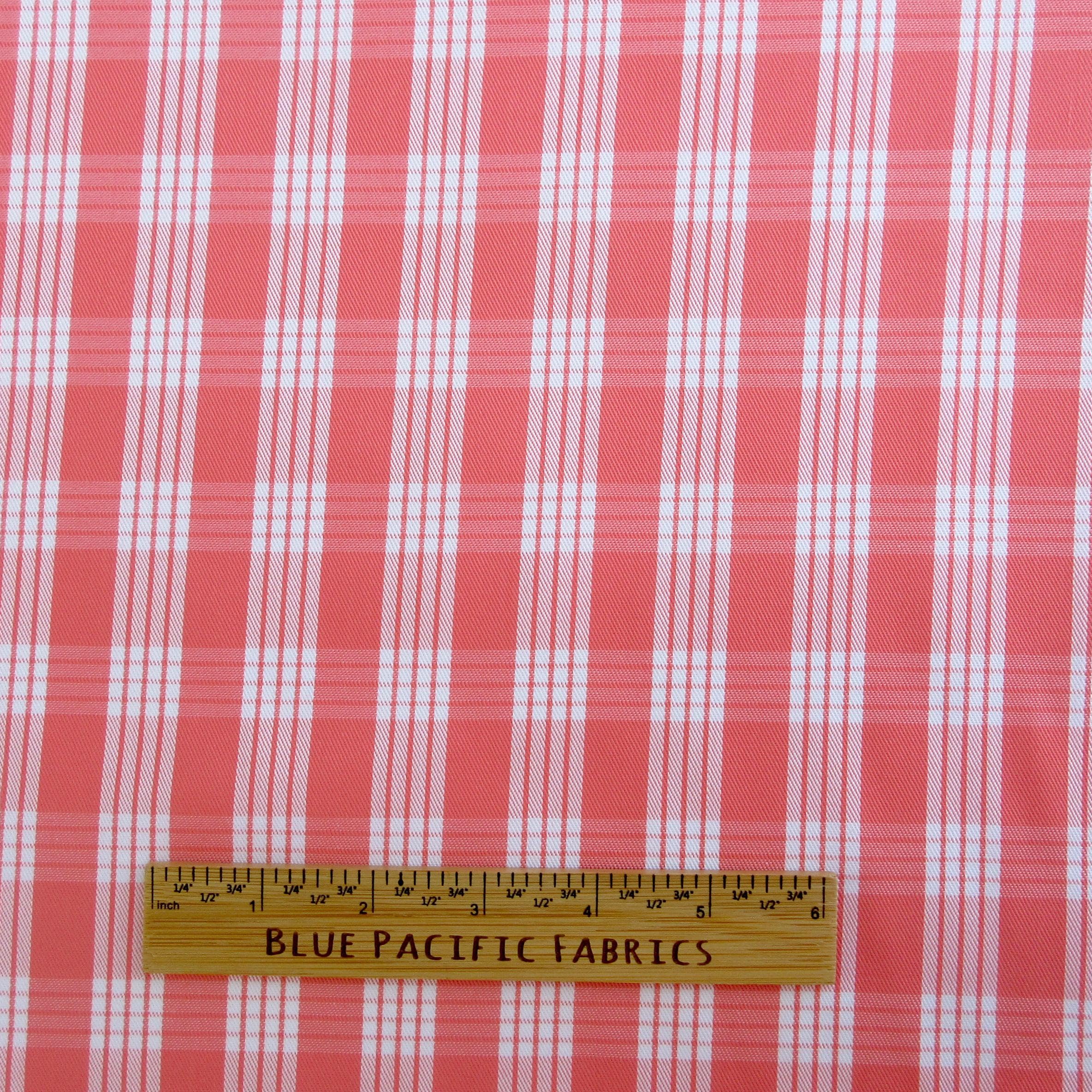 Fabric, Guava Pink Yarn Dyed Palaka Hawaiian Plaid, 100% Cotton Woven ...