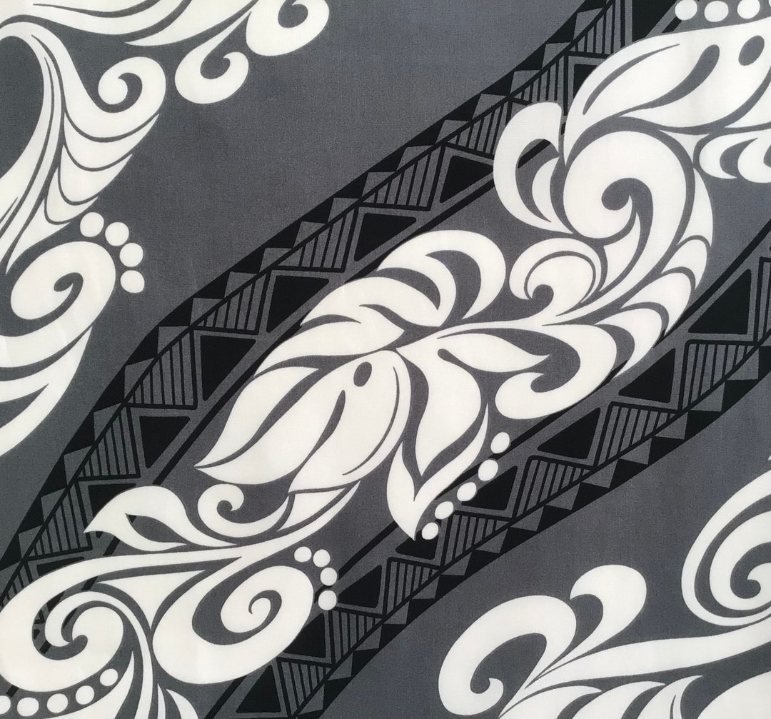 Hawaiian Fabric, Diagonal Tapa Leaf on Slate Gray, by the Yard - Etsy
