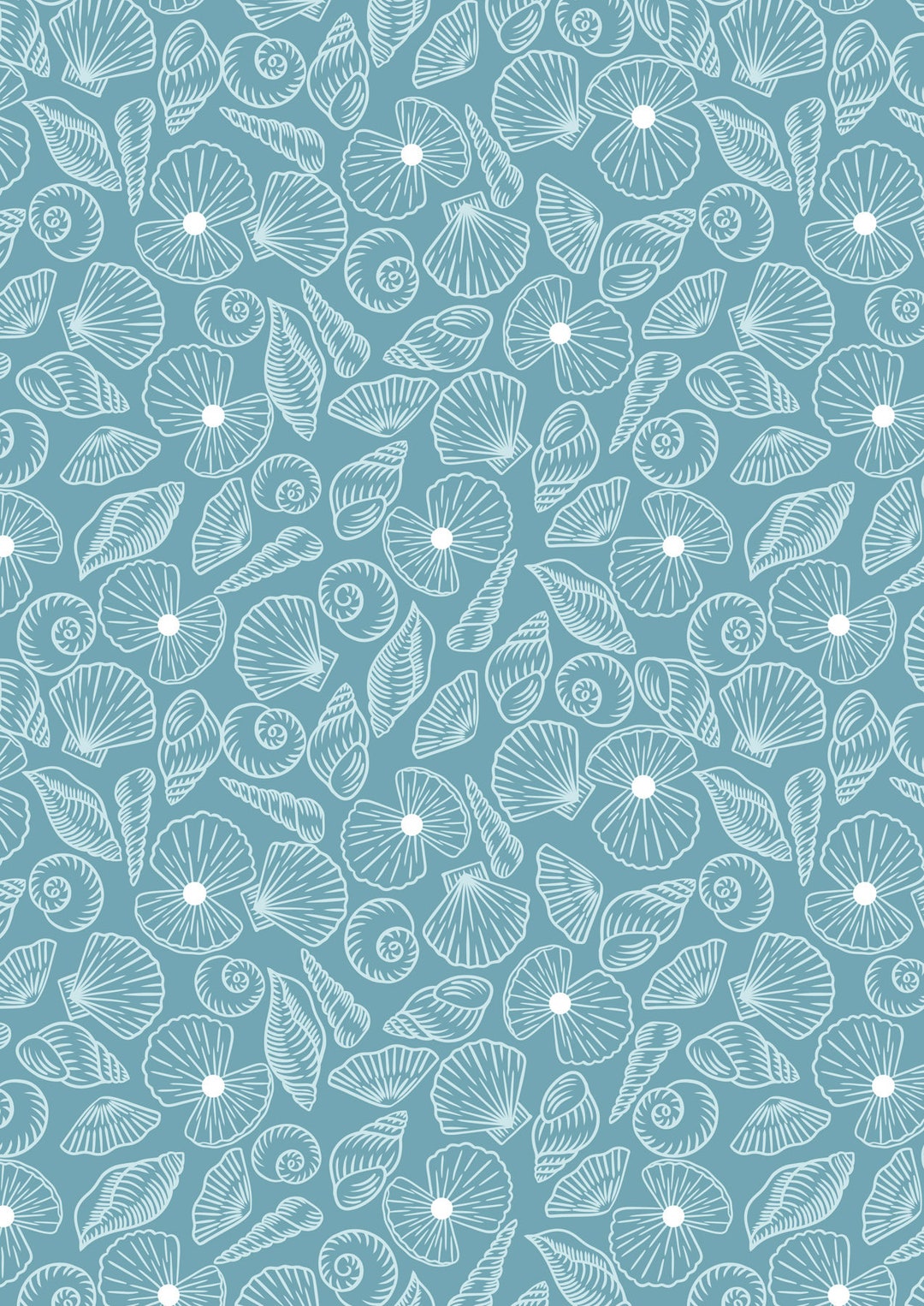 Sea Shell Fabric, Pearl Shells on Island Blue, Ocean Pearls by Lewis ...