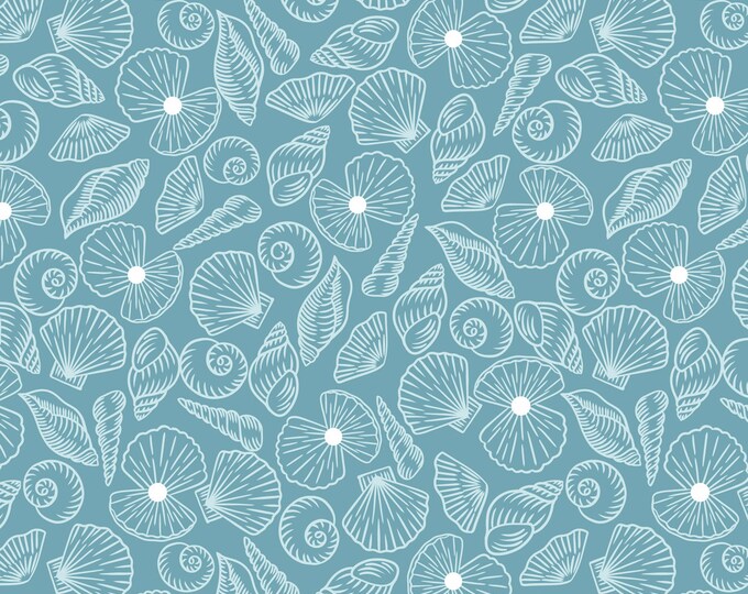 Sea Shell Fabric, Pearl Shells on Island Blue, Ocean Pearls by Lewis ...