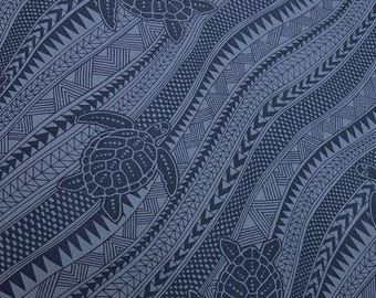 Turtle Fabric, Tattoo Sea Turtle in Brown, Hawaiian Polynesian Tapa ...