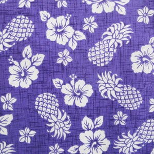 Hawaii Fabric, Aloha Pineapple Floral in Purple, Tropical Hawaiian, by ...