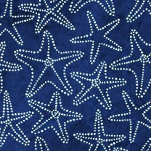 Sea Star Fabric, Deep Sea Stars on Navy, Fanciful Sea Life by Michael ...
