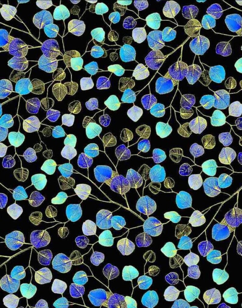 Leaf Fabric Metallic Leaves on Branches Royal Plume by - Etsy