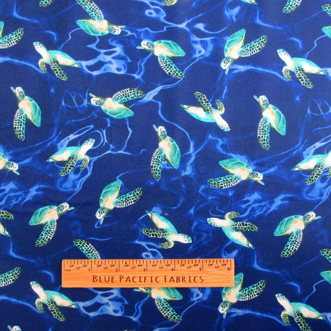 Sea Turtle Fabric, Turtle Jam, Deep Sea by Windham Fabrics, by the Half ...