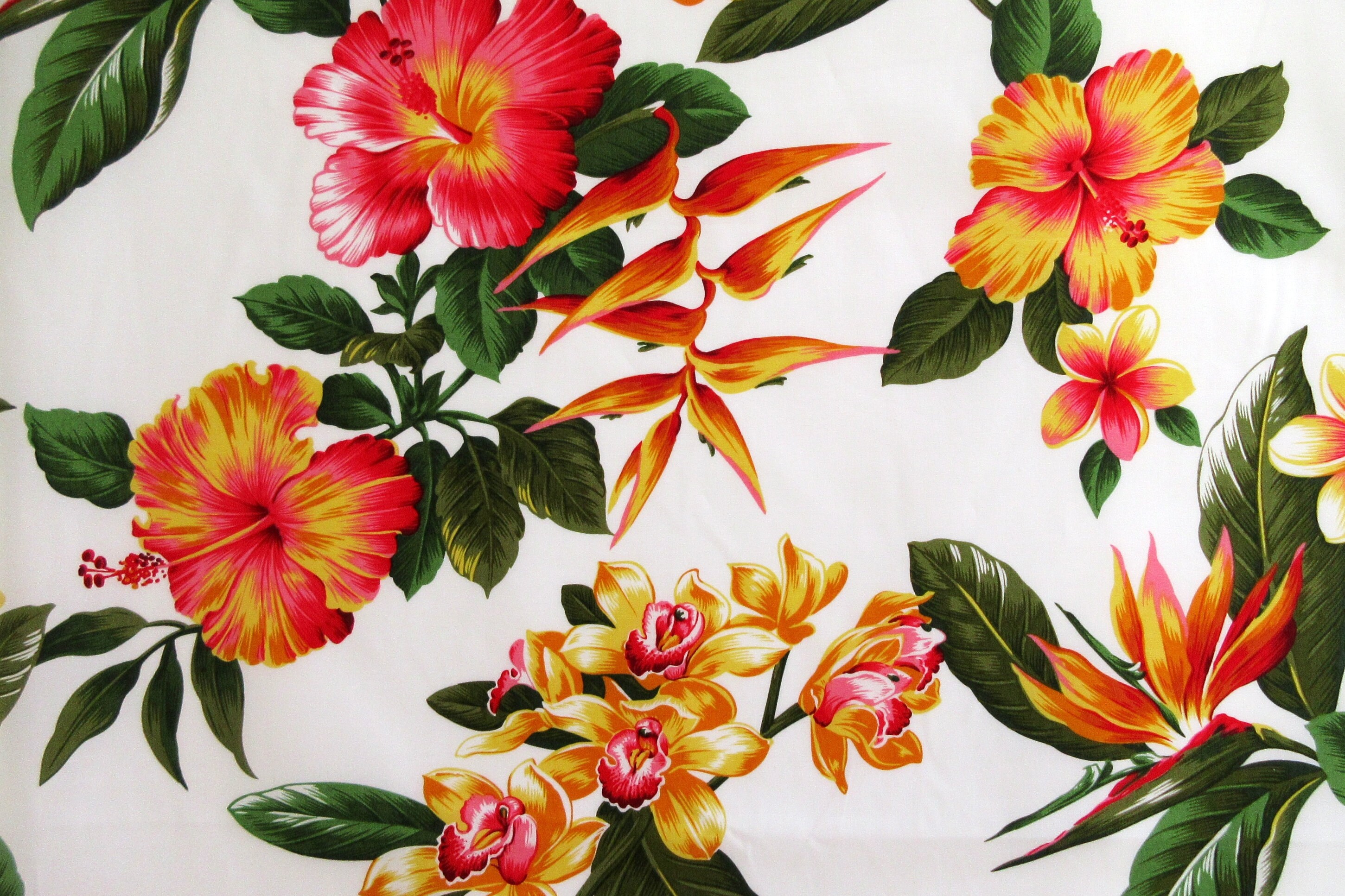 Hawaiian Fabric Mahalo Floral on White by the Half or Full - Etsy