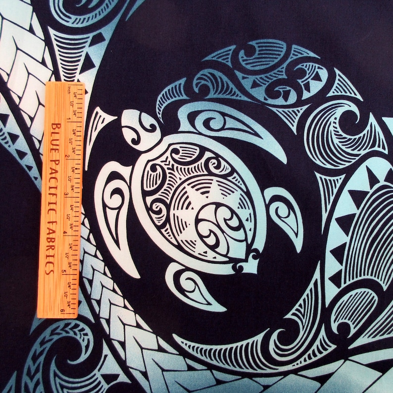 Turtle Fabric Hawaiian Honu Sea Turtle Swirl in Blue | Etsy