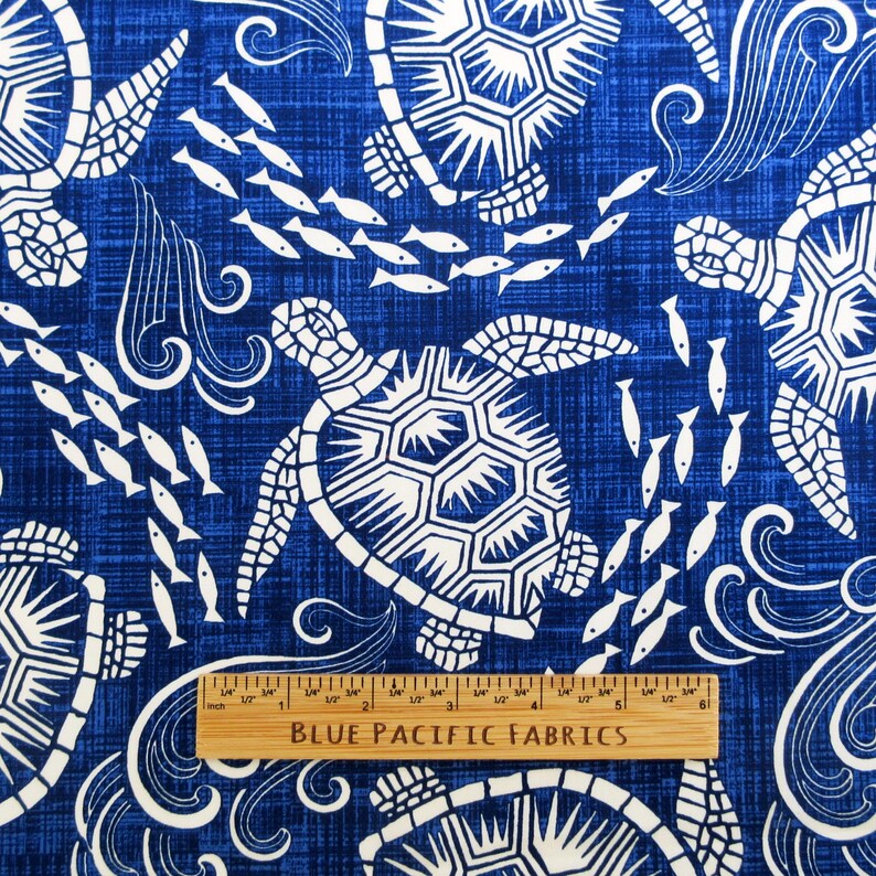 Fabric, Sea Turtle Reef in Blue, Last One Yard - Etsy