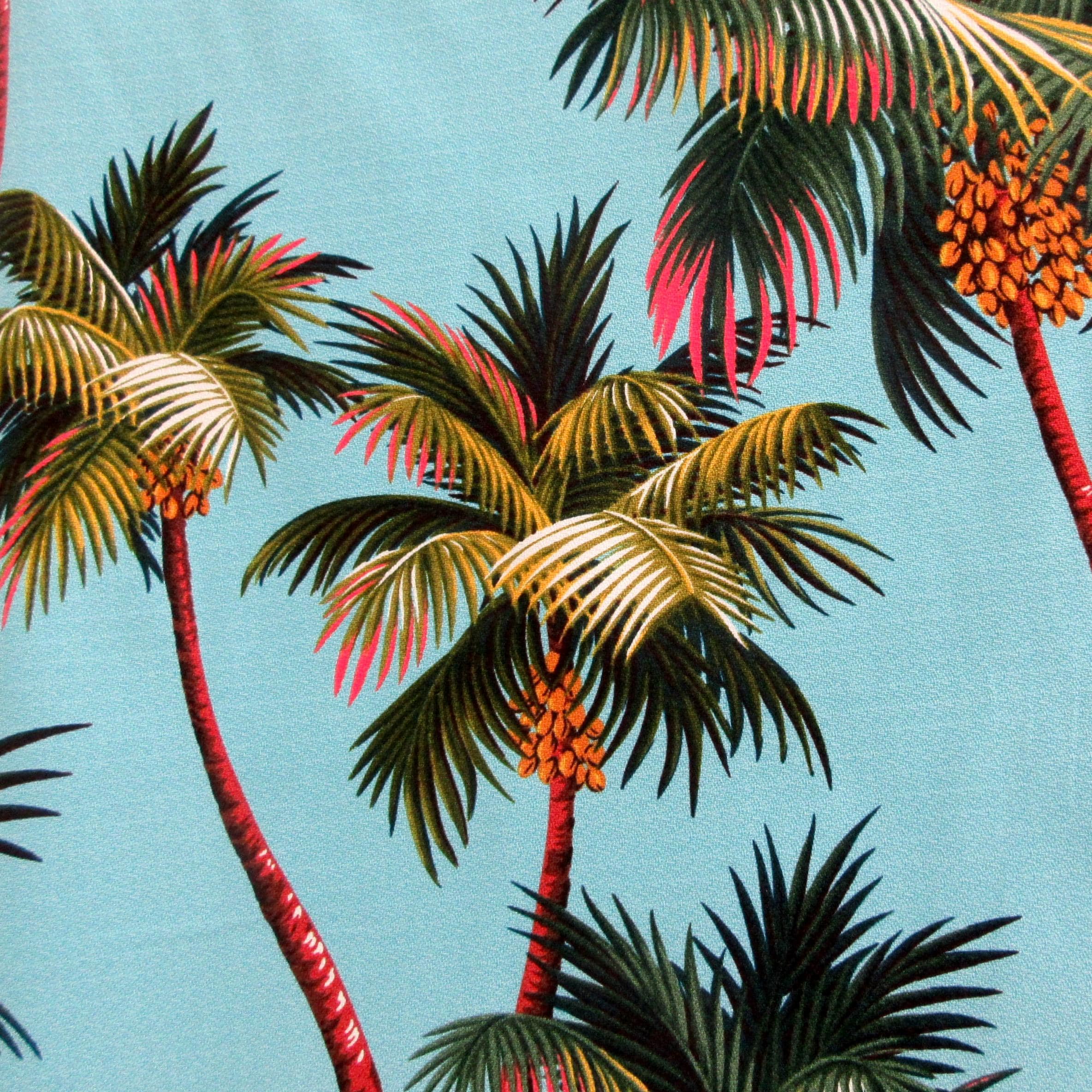 BARKCLOTH Fabric, Palm Trees on Blue, Large Scale Hawaii Tropical, by ...