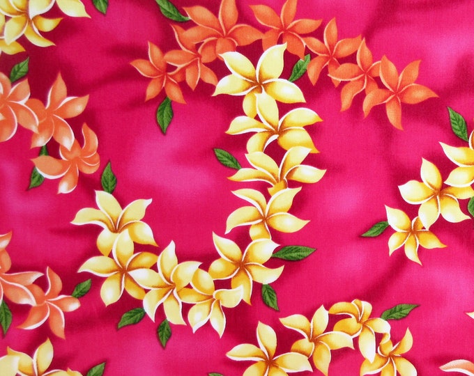 Fabric, Aloha Island Floral in Deep Pink, Tropical Hawaiian, by the ...