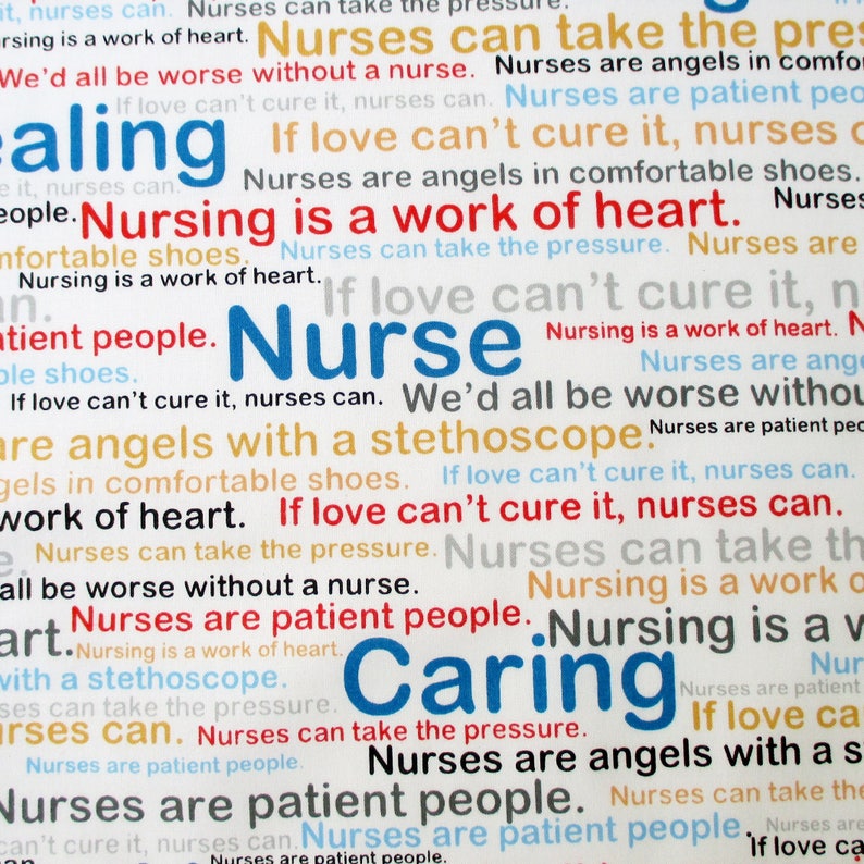 Fabric Calling All Nurses Nurses Words and Phrases White | Etsy