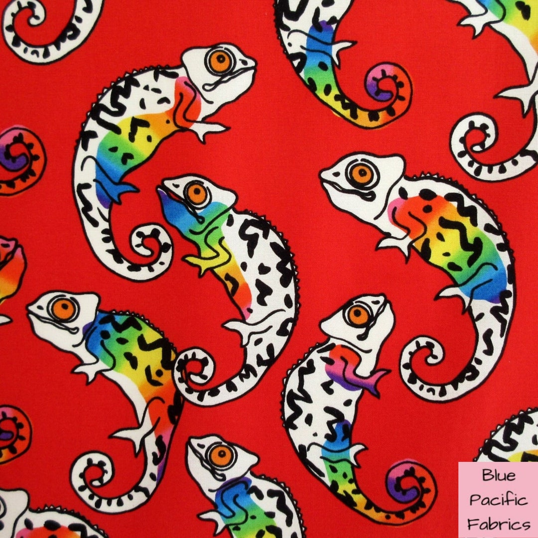 Chameleon Fabric, Camaleon in Chile Red by Alexander Henry, by the Half ...