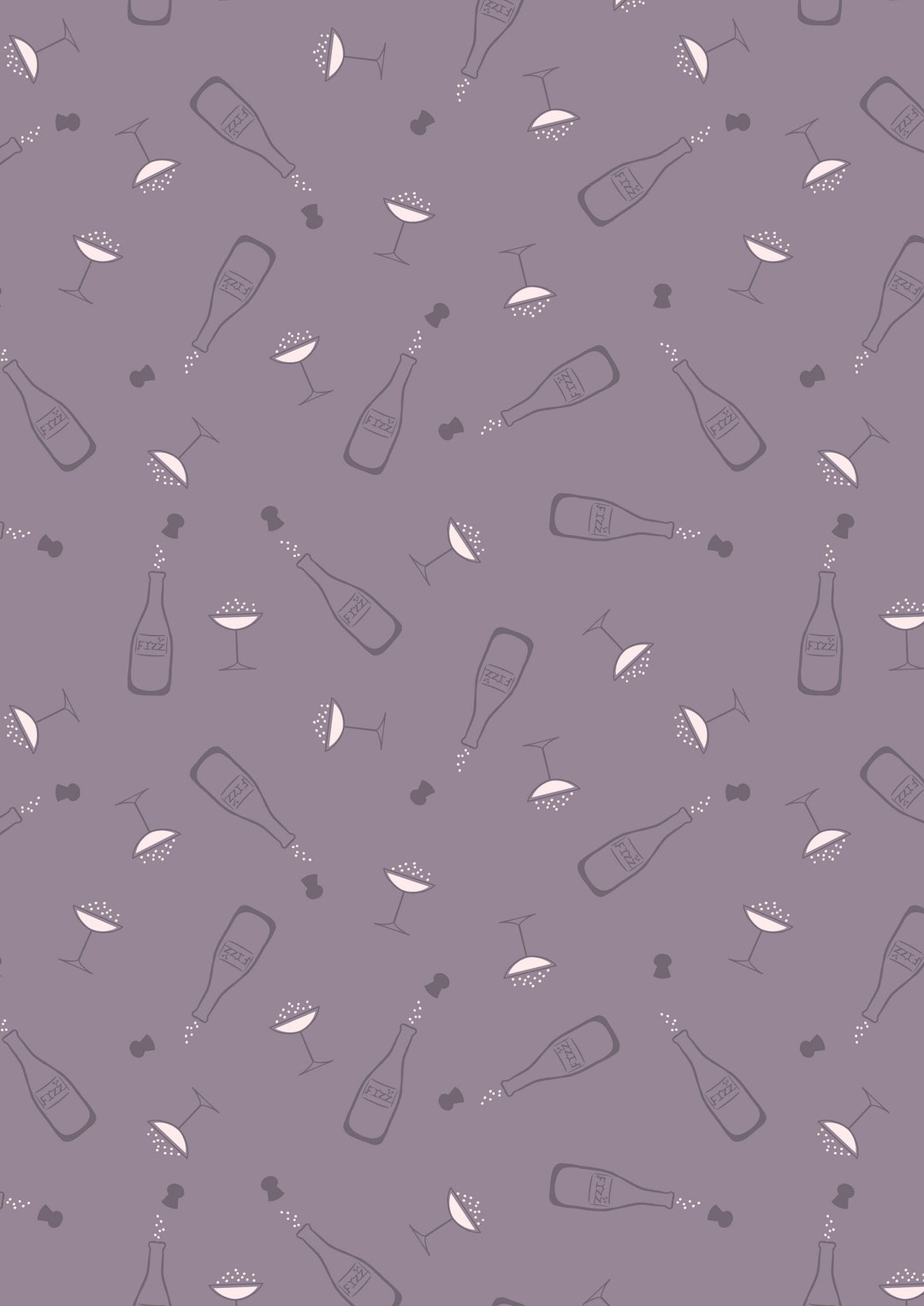 SALE Cocktail Fabric, Fizz on Lilac Grey, Cocktail Party Collection by ...