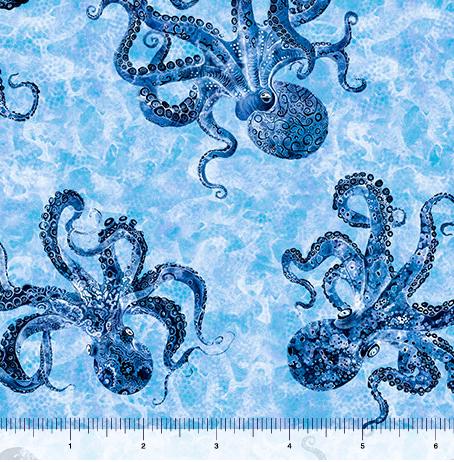 Octopus Fabric, Octopi on Blue, Ocean Blues by QT Fabrics, by the Half ...