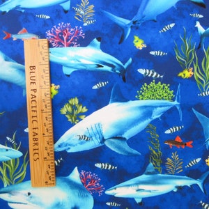 Shark Fabric, Reef Sharks, Ocean Life by Timeless Treasures, Last One ...