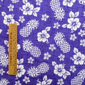 Hawaii Fabric, Aloha Pineapple Floral in Purple, Tropical Hawaiian, by ...