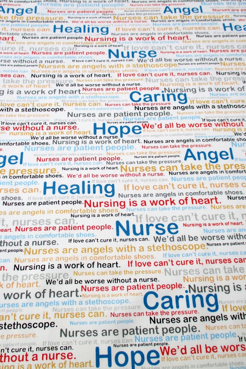 Fabric, Calling All Nurses, Nurses Words and Phrases, White, Windham ...