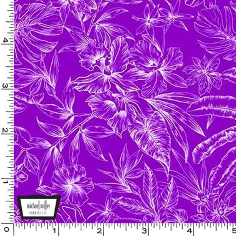 Tropical Fabric, Botanical Beauty Purple, Paradise Found by Michael ...