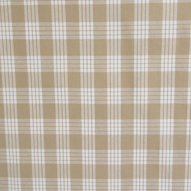 Fabric, Beige Yarn Dyed Palaka Hawaiian Plaid, 100% Cotton Woven by the ...