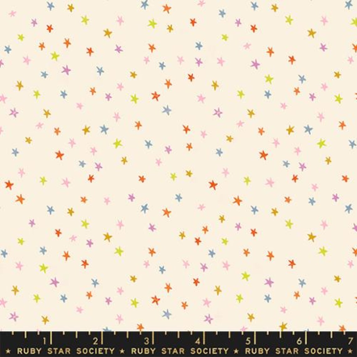 Star Fabric, Mini Starry Multi on Natural by Ruby Star Society, by the ...