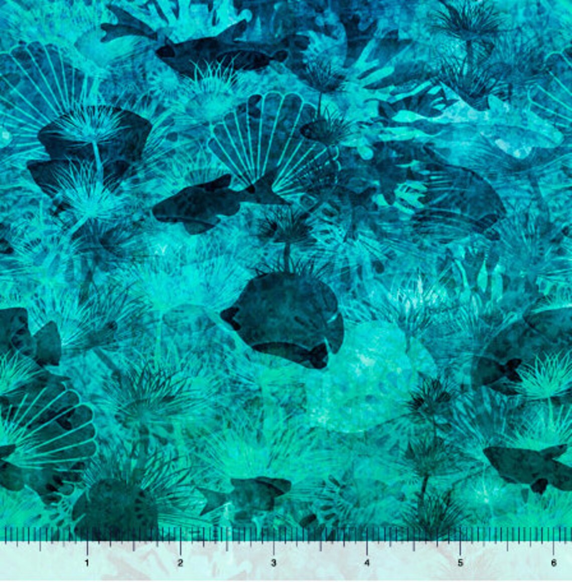 Sea Fabric Teal Ocean Scene Ombre Pacifica by QT Fabrics by - Etsy