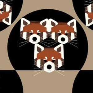 Fabric, Red Panda by Charley Harper, Nurture Vol 3 by Birch, Organic ...