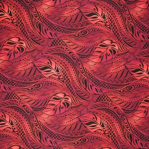Hawaiian Fabric, Lau Leaf Ombre Red Tattoo, Large Scale Print, by the ...