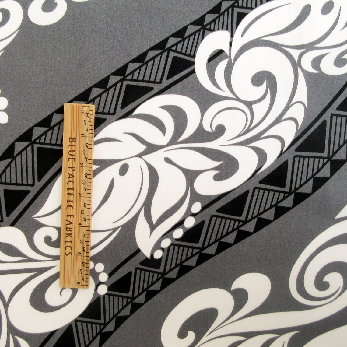 Hawaiian Fabric, Diagonal Tapa Leaf on Slate Gray, by the Yard - Etsy
