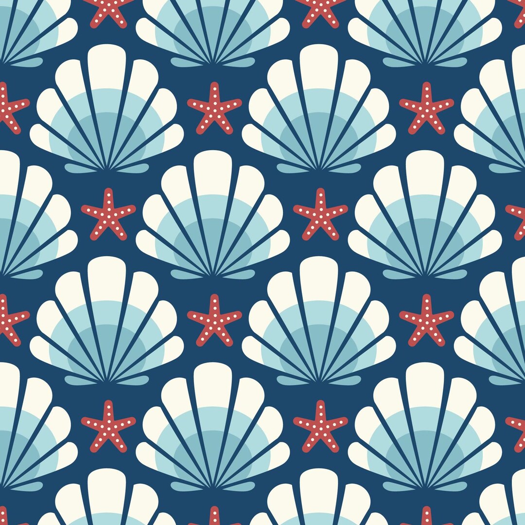 Shell Fabric, Sea Scallops, Ocean Motion by Cloud 9, 100 Percent ...