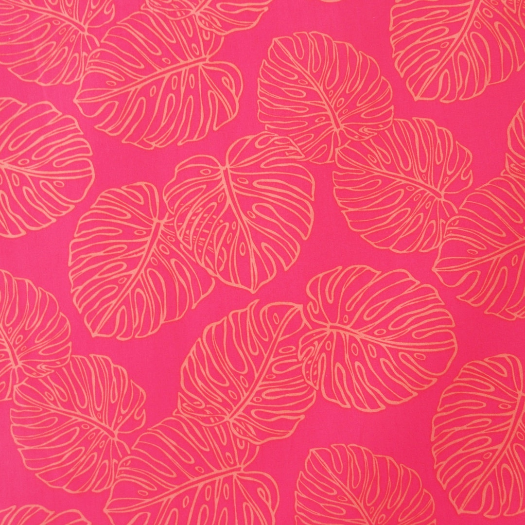 Tropical Fabric, Malibu Monstera on Watermelon Pink, Last One Yard - Etsy