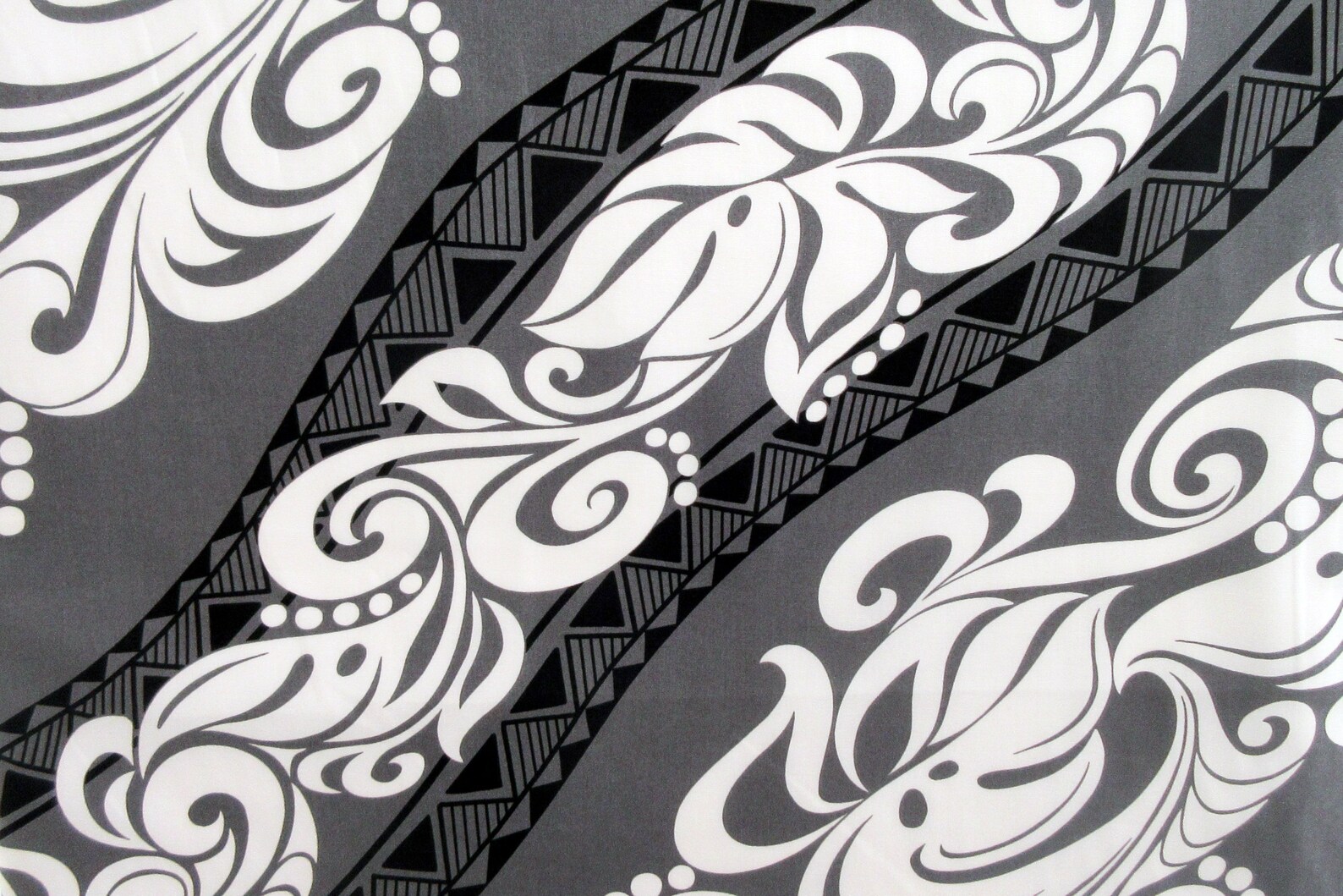 Hawaiian Fabric, Diagonal Tapa Leaf on Slate Gray, by the Yard - Etsy